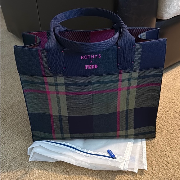 Rothy's | Bags | Rothys X Feed Plaid Tote Bag Used | Poshmark